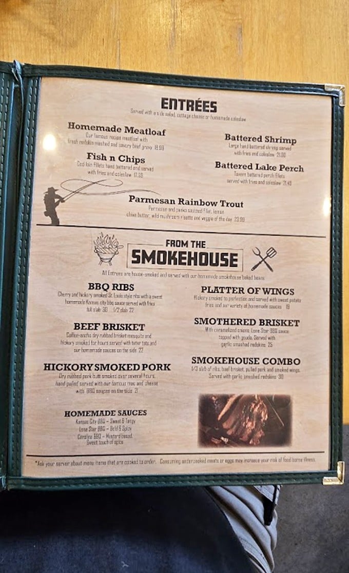 A menu that reads like a love letter to Midwest comfort food, with enough smokehouse options to make a Texan jealous.