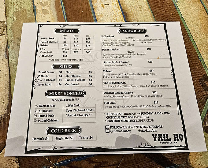 This menu isn't just a list—it's a roadmap to happiness. The "Full Spread" option is basically a dare wrapped in deliciousness.