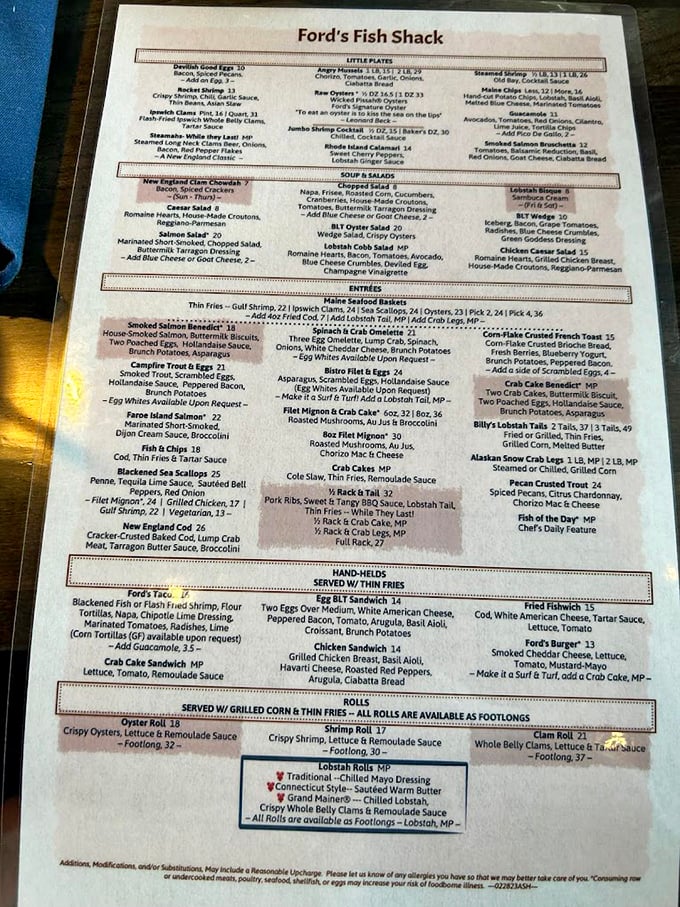 The menu reads like a love letter to the ocean. Each item promises a different kind of maritime romance, from casual flings to serious commitments.