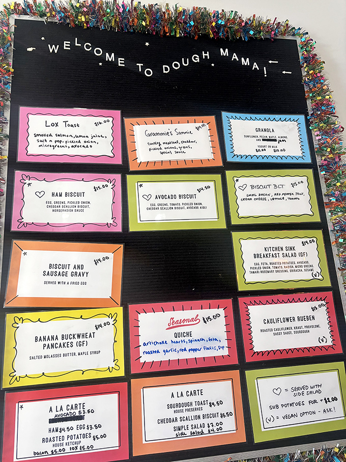 A menu board that sparkles with personality &ndash; each colorful frame promising a different path to culinary bliss. Choose your own adventure!