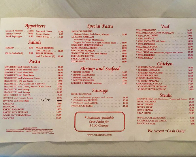 A menu that hasn't changed much over the decades&mdash;because perfection doesn't need updating. Cash only, folks&mdash;some traditions are sacred.
