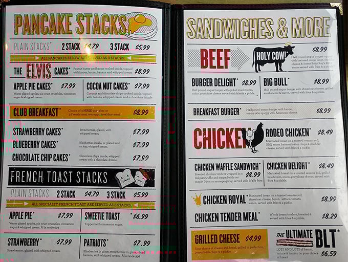 A menu that reads like breakfast poetry &ndash; from Elvis-inspired pancakes to the aptly named "Holy Cow" burger.