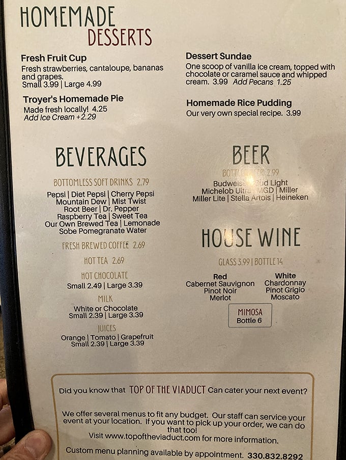 The dessert menu that launched a thousand diet cheat days. Troyer's homemade pie is the local legend your taste buds deserve to meet.