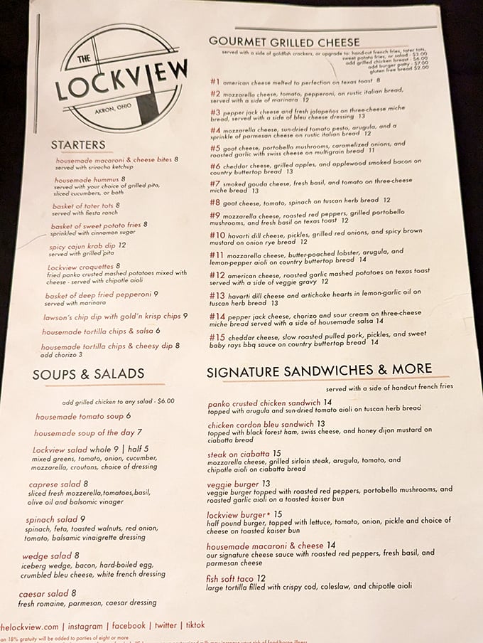 The menu reads like a love letter to melted cheese, each sandwich description more tantalizing than the last. Decision paralysis never tasted so good.