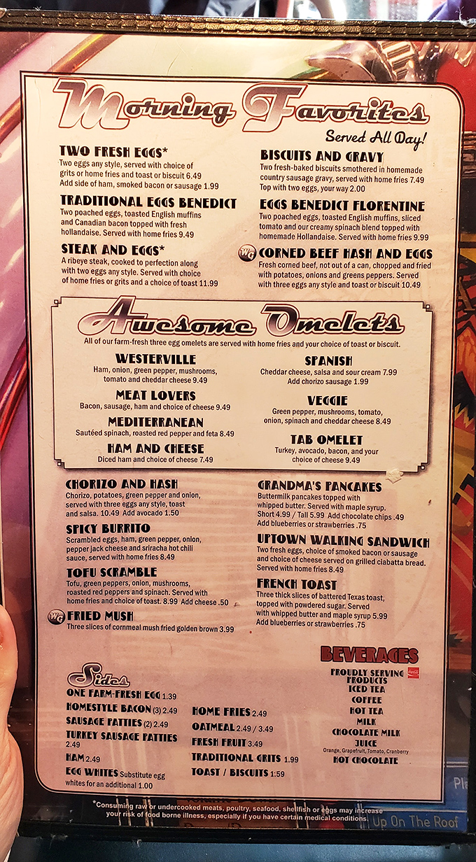 This menu isn't just a list of options&mdash;it's a roadmap to happiness. "Awesome Omelets" isn't just clever marketing; it's truth in advertising.