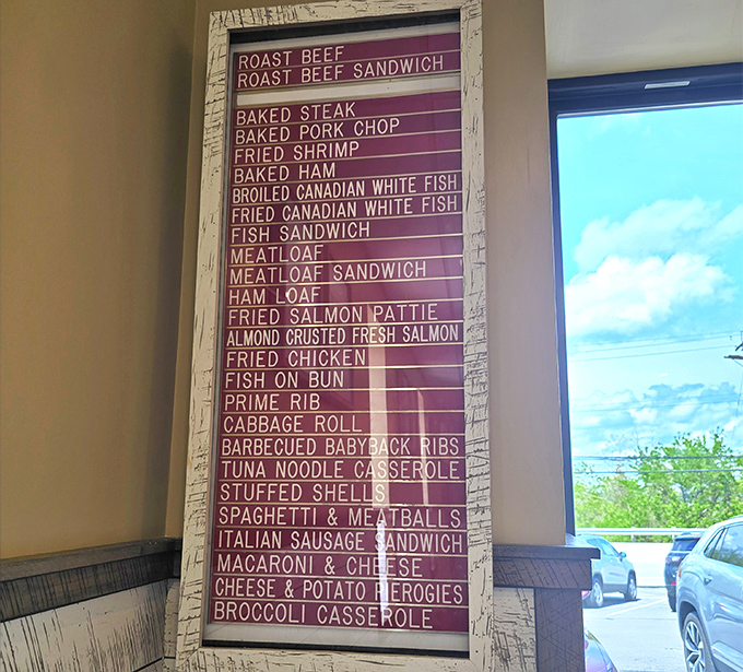 This menu board reads like a love letter to American comfort food. No molecular gastronomy or deconstructed anything&mdash;just honest dishes your grandmother would approve of.