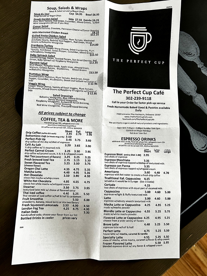 The menu reads like a love letter to breakfast enthusiasts. Each item promises a different path to morning bliss, with coffee options that could fill a small novel.