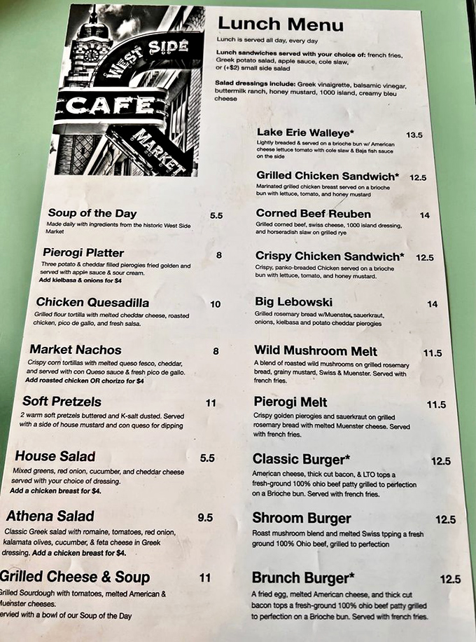 The menu reads like a love letter to Cleveland's diverse culinary heritage, from Lake Erie walleye to pierogi platters that would make your grandmother weep with joy.