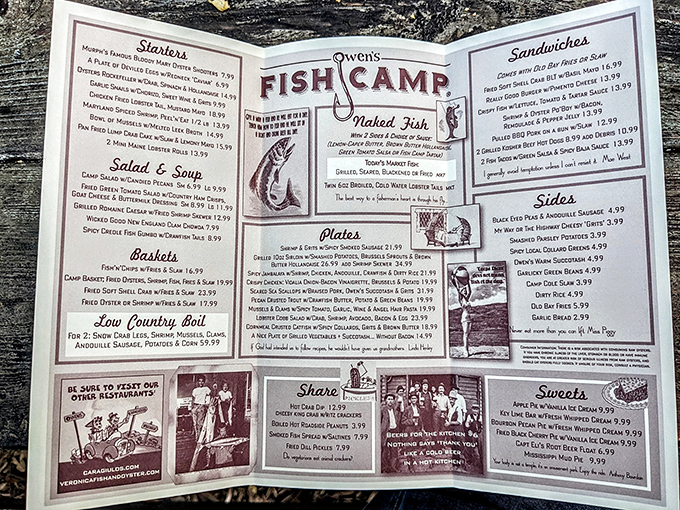 This isn't just a menu; it's a treasure map to seafood nirvana with "naked fish" that would make Neptune proud.