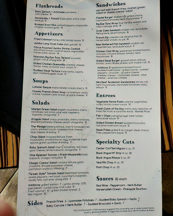 A menu that reads like a love letter to American cuisine. Each description a tantalizing preview of the culinary journey ahead.