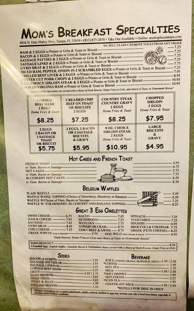 This menu isn't trying to impress food critics&mdash;it's aiming straight for your soul. From corned beef hash to Belgian waffles, it's a roadmap to breakfast bliss.