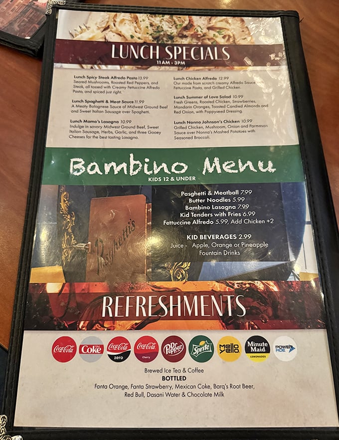 The menu at Pasghetti's doesn't just list food&mdash;it offers a roadmap to comfort. From Spicy Steak Alfredo to Nonna Johnson's Chicken, each dish promises a delicious detour from everyday eating.