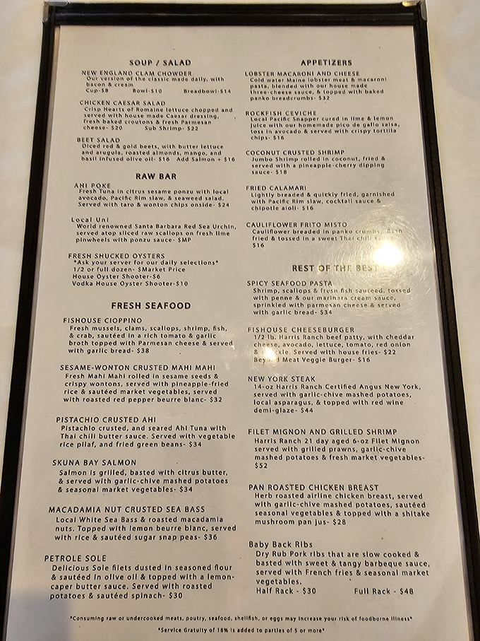 The menu reads like a love letter to the ocean &ndash; from cioppino to sesame-crusted mahi mahi, each dish promises a vacation for your taste buds.