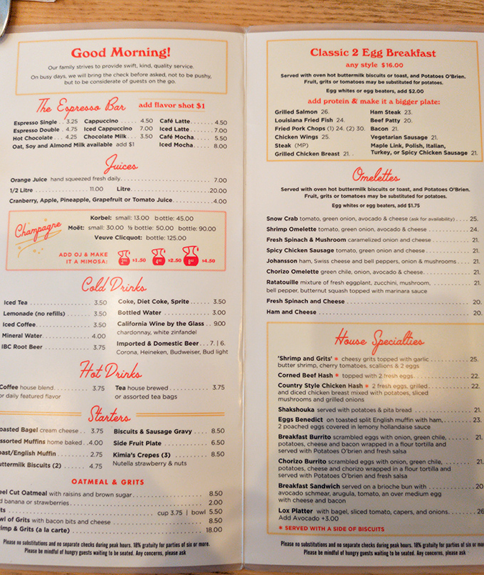 A menu that reads like a love letter to breakfast classics, with enough creative twists to make decision-making the hardest part of your morning.