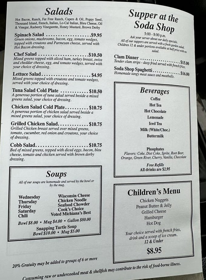 This isn't just a menu&mdash;it's a roadmap to comfort. From Wisconsin Cheese soup to homemade pies, each item represents a delicious detour from ordinary dining.