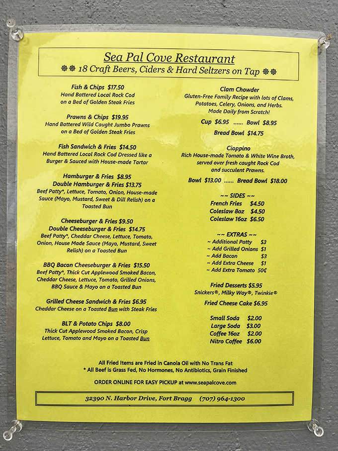 The menu board tells you everything you need to know&mdash;this place prioritizes what matters: fresh seafood, cold beer, and zero pretension.