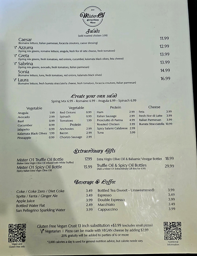 The menu reads like a love letter to Italian cuisine with a Miami twist. Notice how they named salads after women? Someone's got their priorities straight.