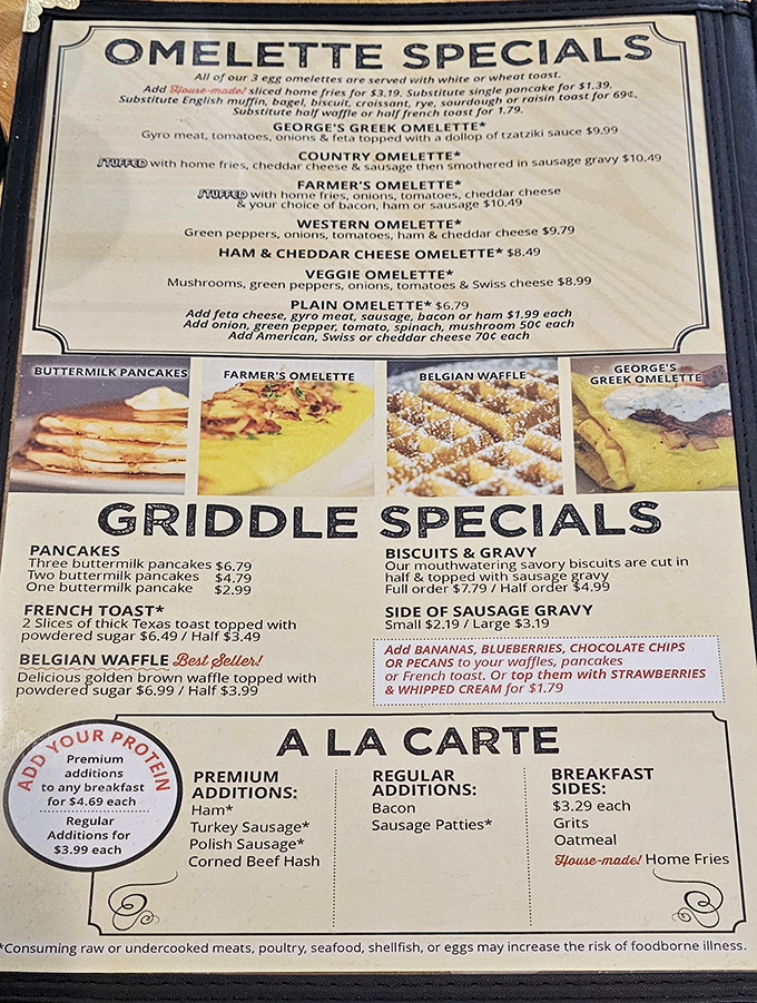 The menu reads like poetry to the breakfast-obsessed, with the Greek Omelette playing the starring role in this culinary sonnet.