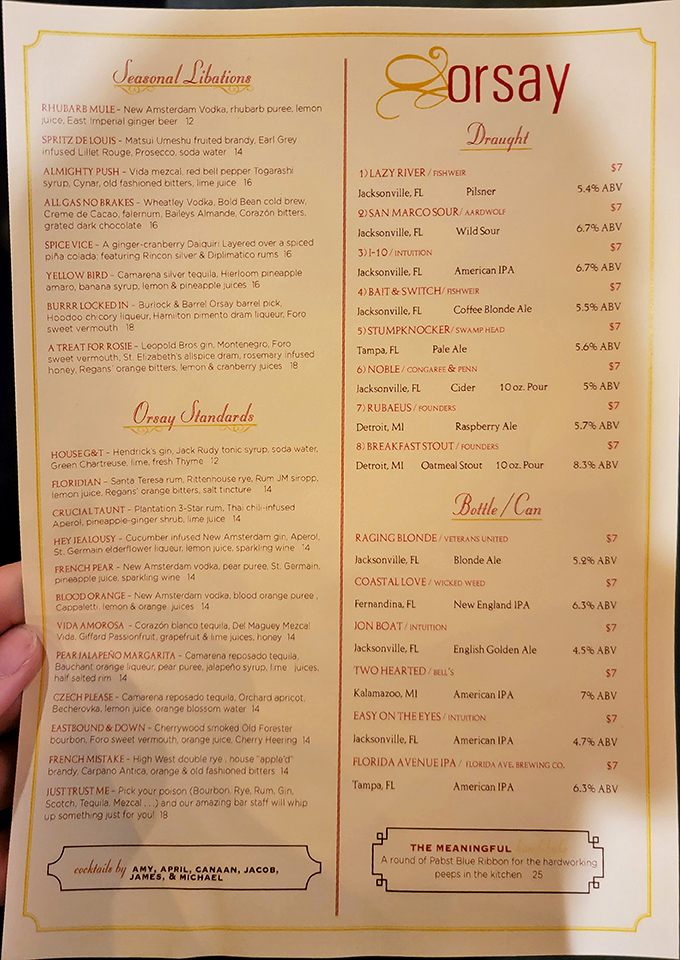 This cocktail menu reads like a passport to flavor country&mdash;with clever names like "French Mistake" and "Just Trust Me" that dare you to be adventurous.