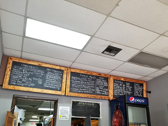 The chalkboard menu speaks volumes: no fancy typography needed when your food does the talking this eloquently.