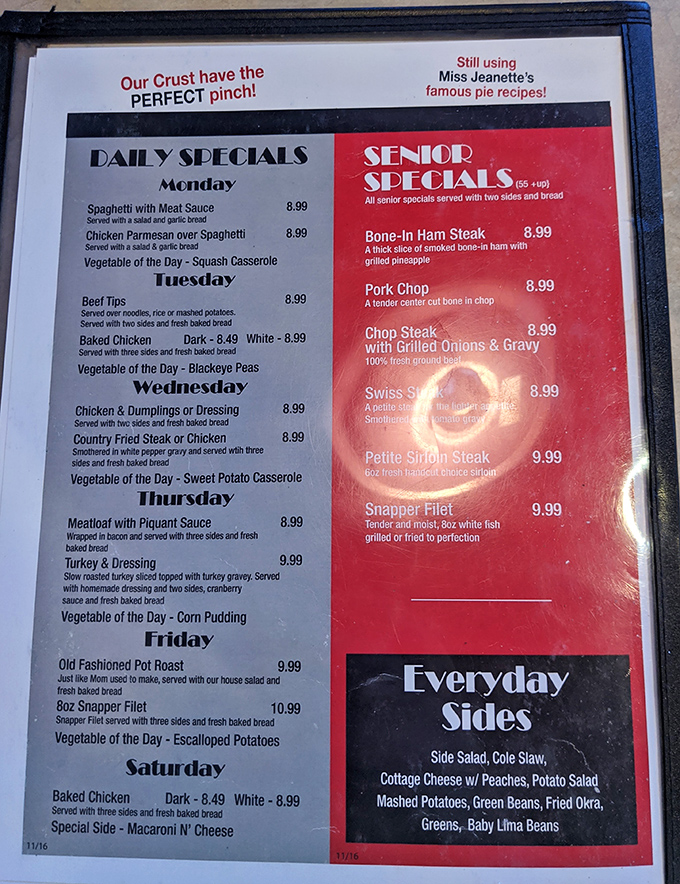 When a menu proudly announces "Our Crust have the PERFECT pinch!" you know you're dealing with people who take pie seriously. Very seriously.