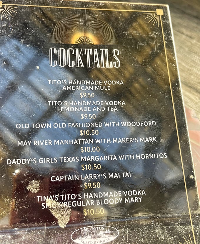 The cocktail menu reads like a love letter to libation enthusiasts. Captain Larry's Mai Tai might just make you consider a career change to maritime adventures.