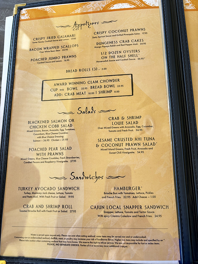 This isn't just a menu&mdash;it's a treasure map to oceanic delights. The award-winning clam chowder alone is worth the pilgrimage to Monterey's shores.