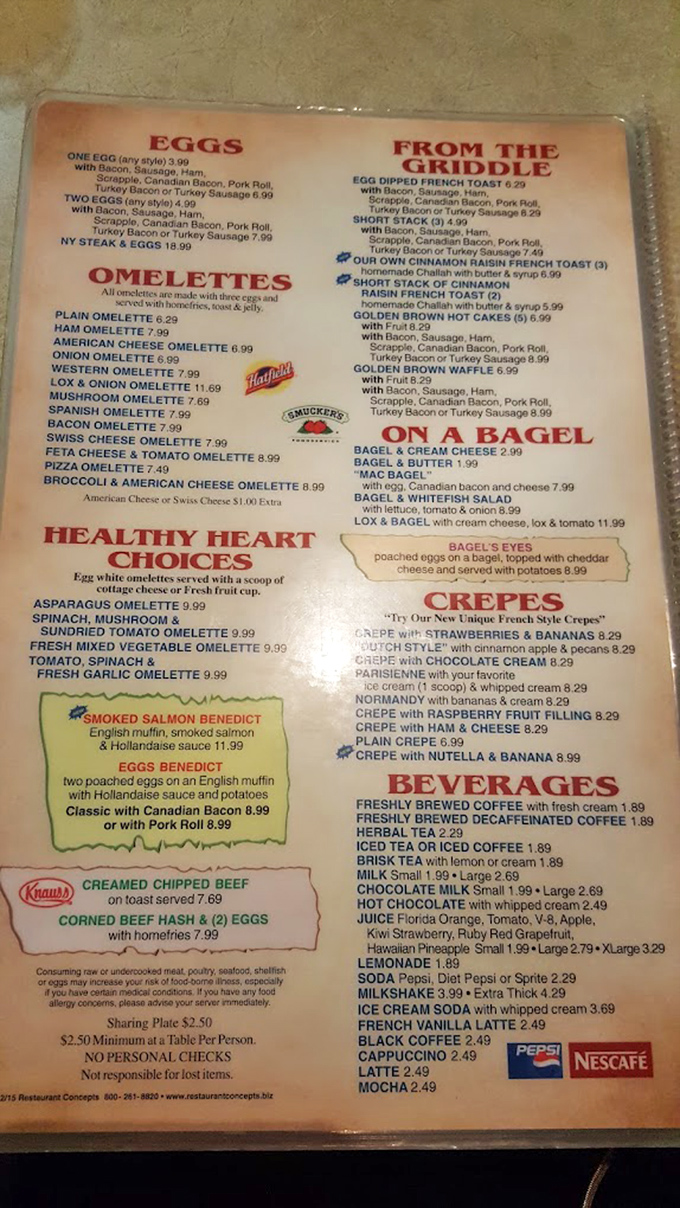 The menu &ndash; a sacred text of breakfast possibilities that requires the concentration of studying for final exams.