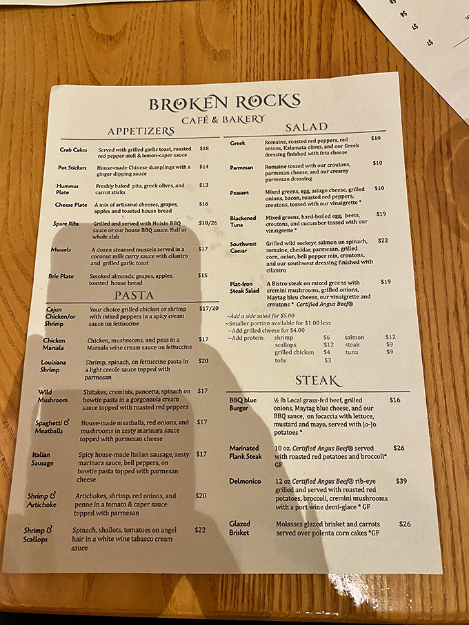 A menu that reads like a love letter to good taste—each description promising a journey worth taking, especially that wild mushroom pasta.