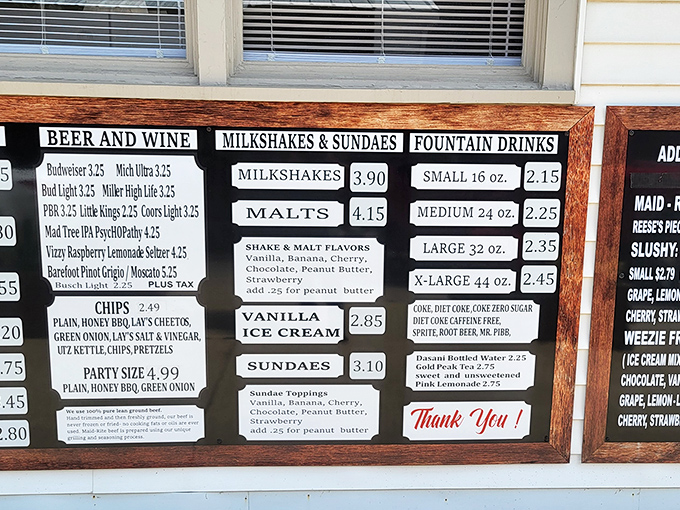 A menu board that hasn't changed since rotary phones were cutting-edge technology – simplicity never needed a software update.