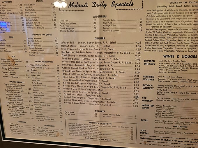 This vintage menu is a time machine of Italian-American classics, featuring dishes that have remained blissfully unchanged while food trends have come and gone.
