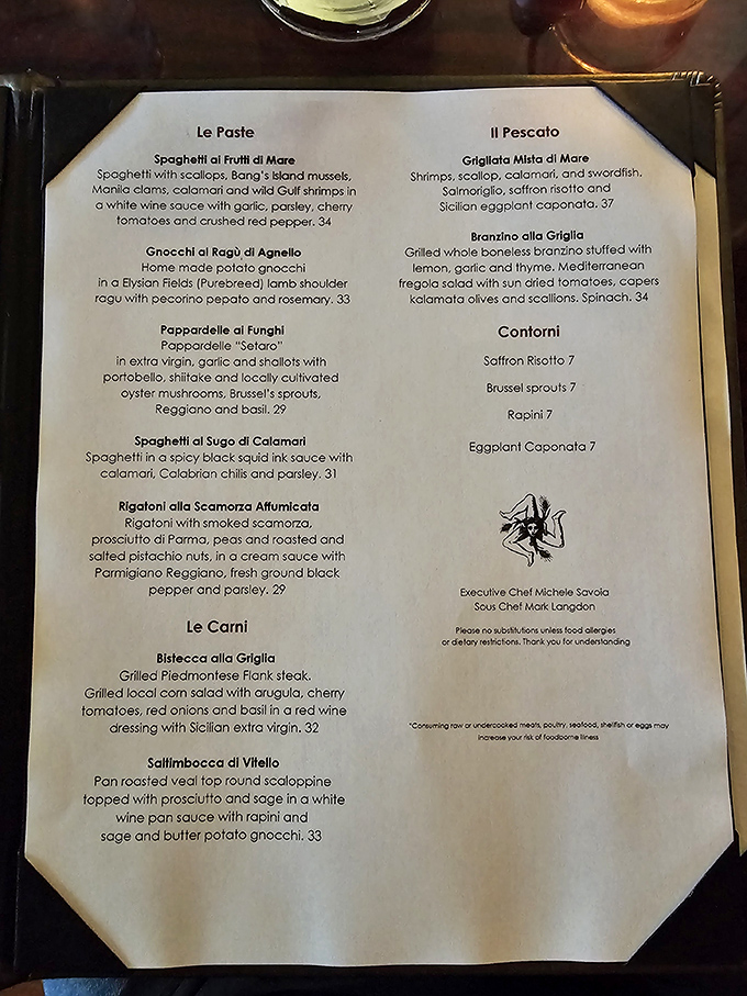 The menu reads like a love letter to Italian coastal cuisine&mdash;seafood, handmade pasta, and meat dishes that would make nonna weep.