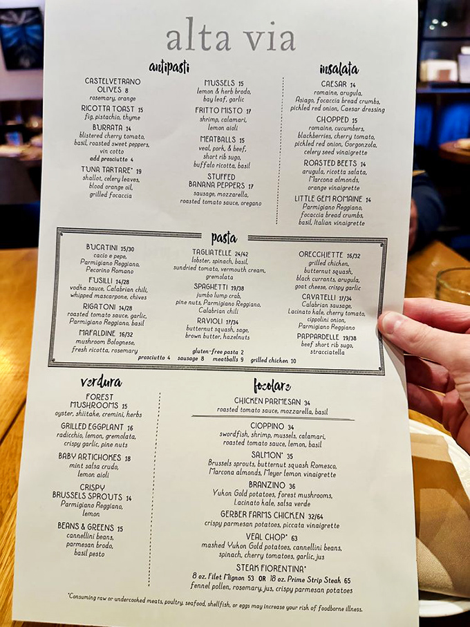 This menu isn't just a list &ndash; it's a roadmap to happiness with "burrata" as the ultimate destination.