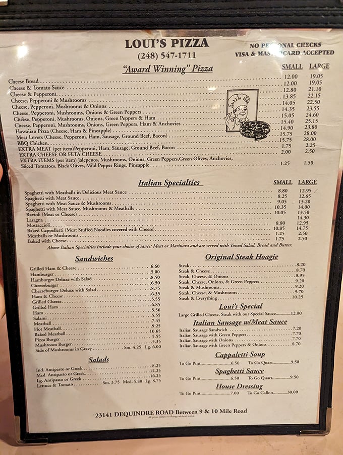 A menu that hasn't needed updating since bell-bottoms were in fashion&mdash;because perfection doesn't require trendy reinvention.