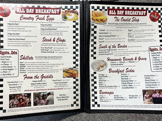 The menu at Mel's reads like a love letter to American breakfast classics&mdash;each section promising its own form of morning bliss.