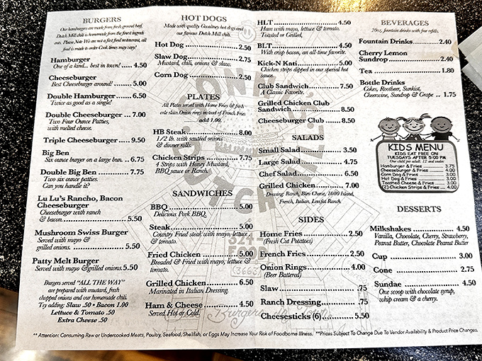 The menu at Sonny's is a beautiful time capsule - no QR codes, no fusion cuisine, just straightforward American classics that never go out of style.