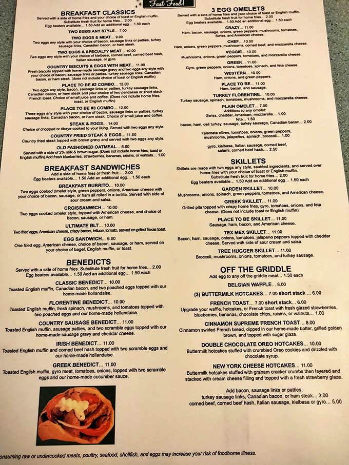 The breakfast menu reads like a love letter to morning classics – no avocado toast revolution has disrupted this timeless selection.