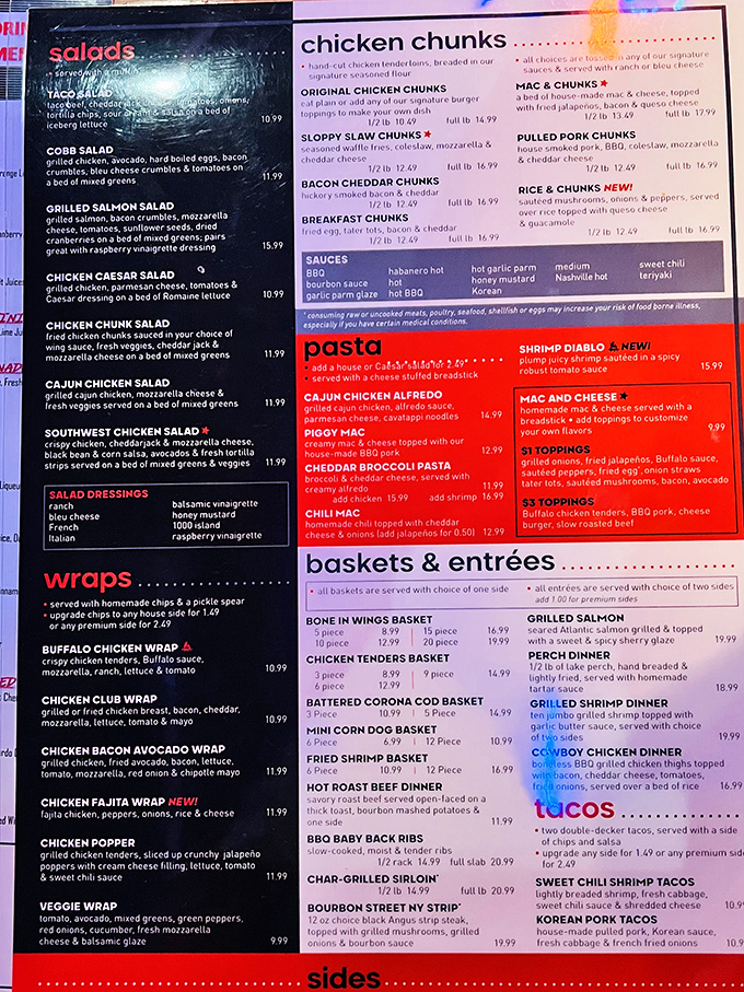 This menu isn't just a list&mdash;it's a roadmap to flavor town with detours through BBQ paradise and burger bliss.