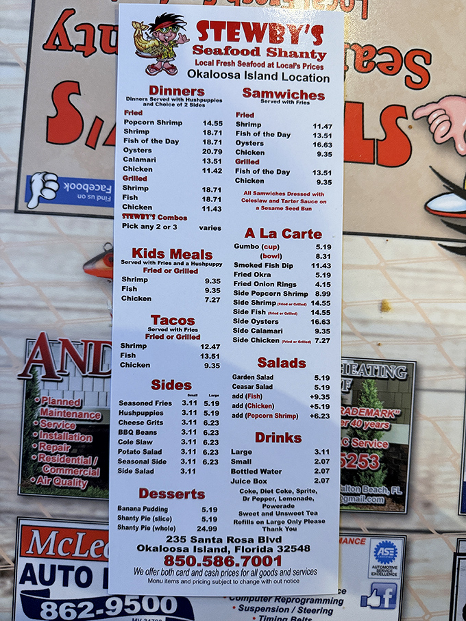 The menu reads like a love letter to the Gulf &ndash; straightforward offerings that let the seafood be the star without fancy culinary theatrics.