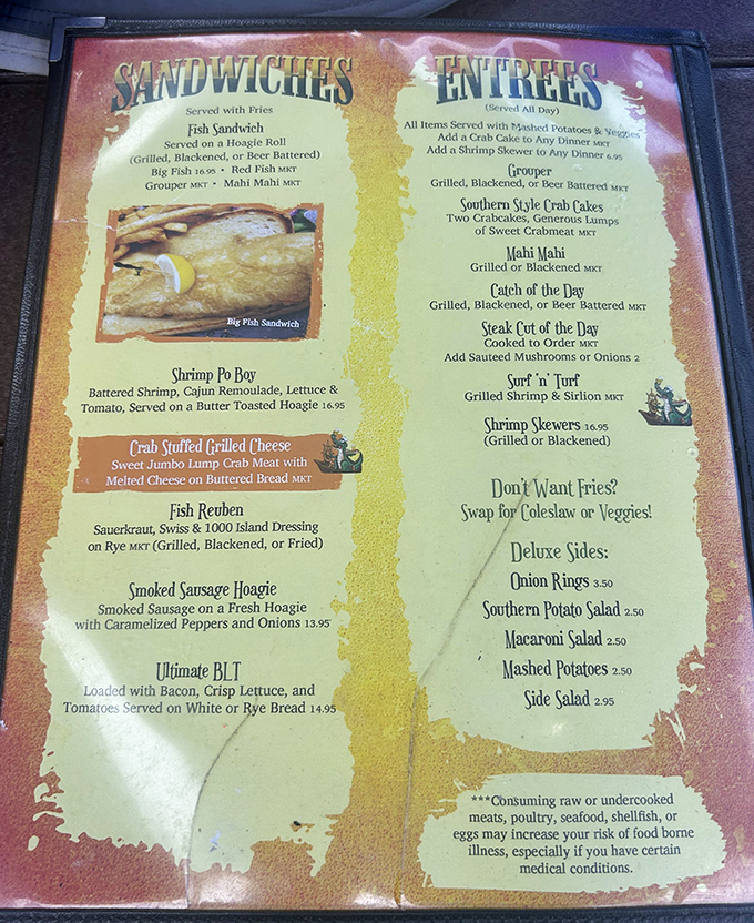 This menu reads like a love letter to Florida seafood. No molecular gastronomy here&mdash;just honest cooking that respects the ingredients.