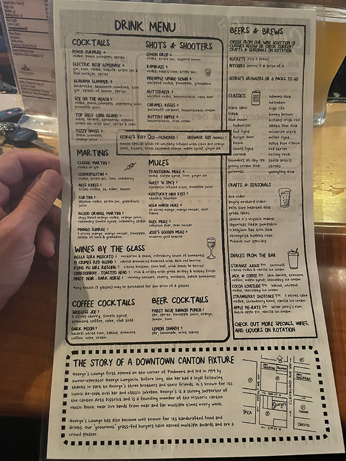 A drink menu that reads like a love letter to both classic cocktails and creative concoctions. The "Very Old-Fashioned" lives up to its name. 