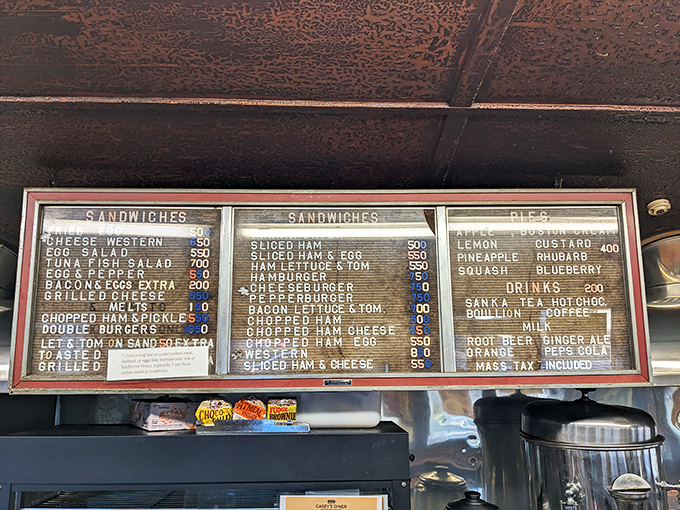 This isn't a menu; it's a historical document. Simple offerings, straightforward prices, and the promise of satisfaction without pretension.
