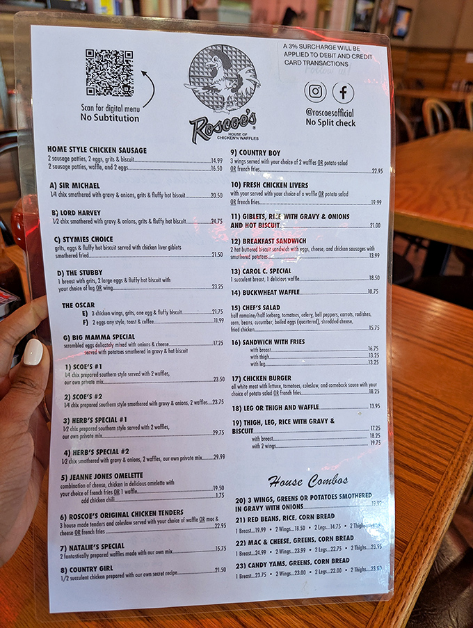 This menu isn't just a list of options &ndash; it's a roadmap to happiness. The $9.95 Southern breakfast special is the treasure X that marks the spot.