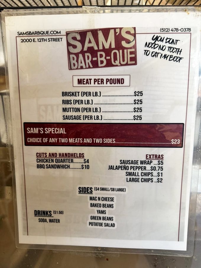 "You don't need no teeth to eat my beef" isn't just clever marketing&mdash;it's a smoky promise delivered through brisket, ribs, mutton, and sausage.