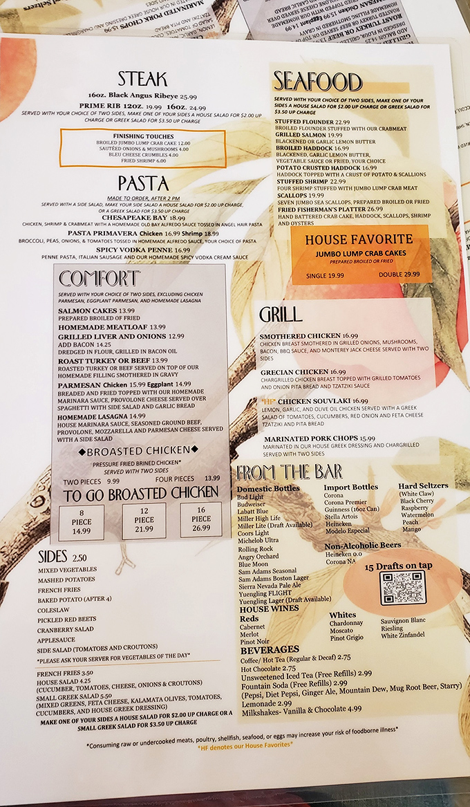 A menu that requires both hands and serious contemplation. Like choosing between favorite children, every section tempts with possibilities.