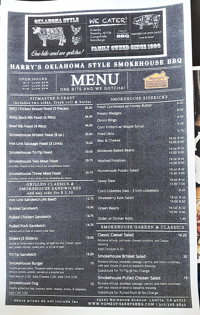 This menu isn't just a list—it's a roadmap to happiness. The "One bite and we gotcha!" motto isn't marketing; it's a warning.
