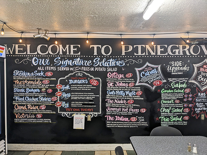 This chalkboard menu isn't just a list&mdash;it's a roadmap to happiness. Each handwritten item represents a potential life-changing food experience.