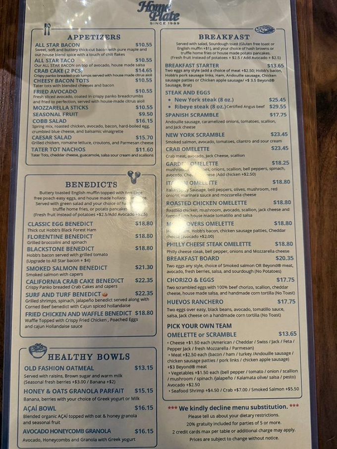 A menu that reads like a love letter to breakfast, where every option feels like it was created specifically for your cravings.