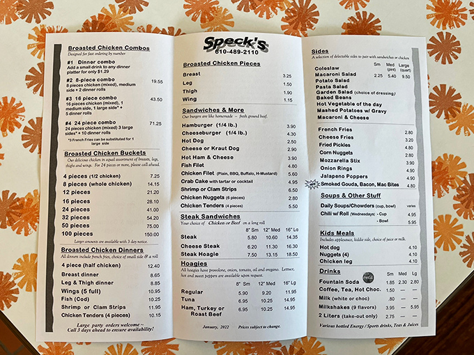 A menu that doesn't need fancy fonts or flowery descriptions&mdash;just the straightforward promise of broasted chicken that will haunt your dreams in the best possible way.