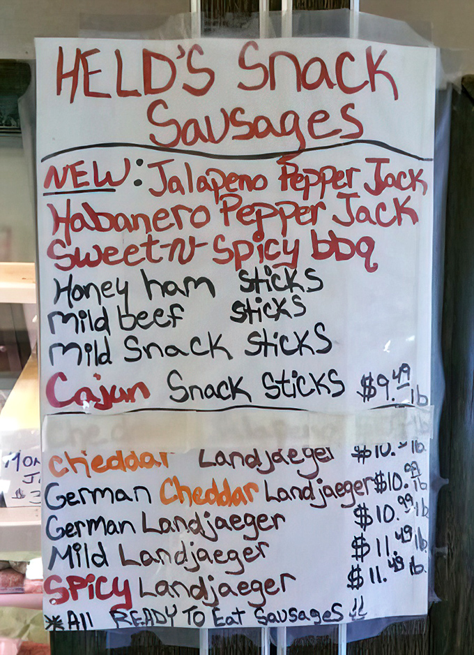 The handwritten menu board speaks volumes &ndash; no fancy typography needed when the food does all the talking. Jalape&ntilde;o Pepper Jack snack sticks? Yes, please!